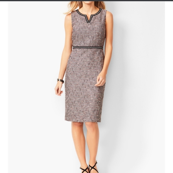Talbots | Dresses | Talbots Tweed Splitneck Sheath Dress Sz Nwt | Poshmark